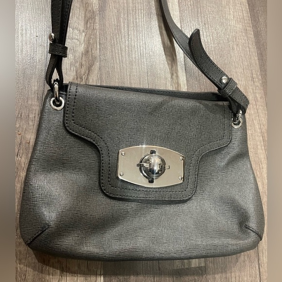Furla | Bags | Furla Italian Leather Grey Gunmetal Crossbody Satchel ...